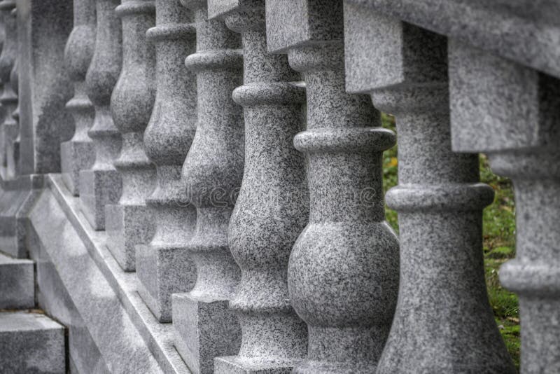 Outside Stairs Railing. Grey Stone Balustrade Stock Photo - Image of ...