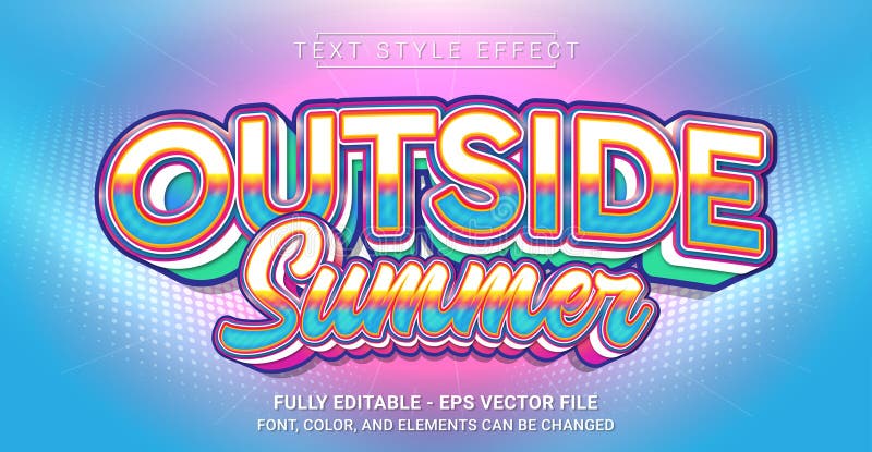 Outside Summer Text Style Effect. Editable Graphic Text Template Stock ...