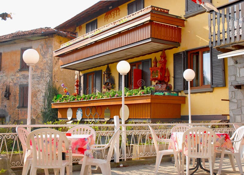 Outside Terrace of Italian Restaurant Stock Photo - Image of italian ...