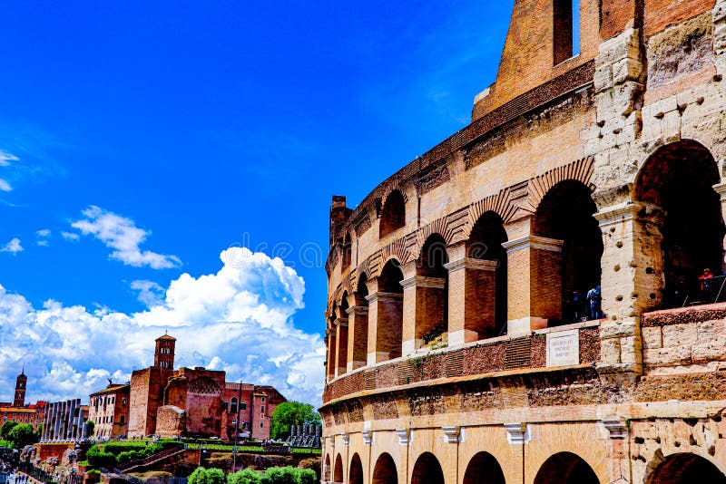 Outside View of Ancient Colosseum in Rome, Italy Stock Photo - Image of ...
