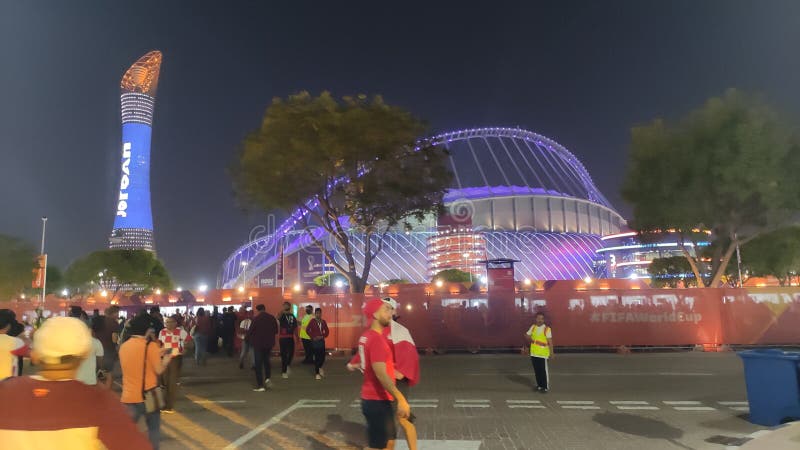Outside View Khalifa Stadium at Night Editorial Stock Image - Image of ...