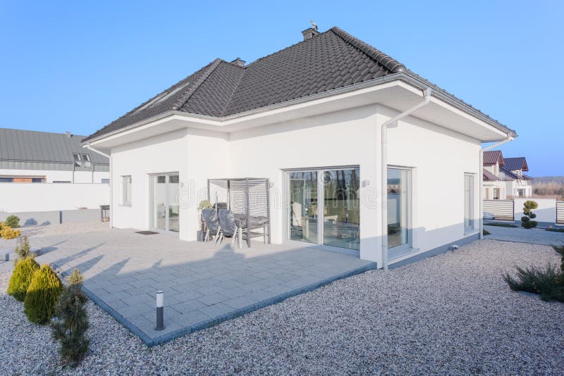 Outside View of Modern House Stock Image - Image of detached, luxury ...