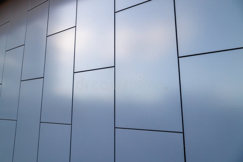 Outside Wall of Building Covered with Grayish Blue Painted Metal ...