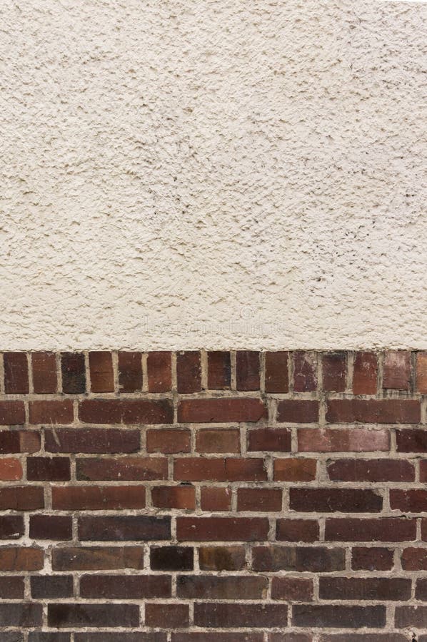 Outside Wall with Plastered Top on Red Clinker Brick Bottom Stock Image ...