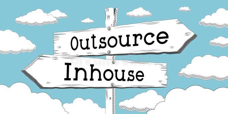 Outsource, Inhouse - Outline Signpost with Two Arrows Stock ...