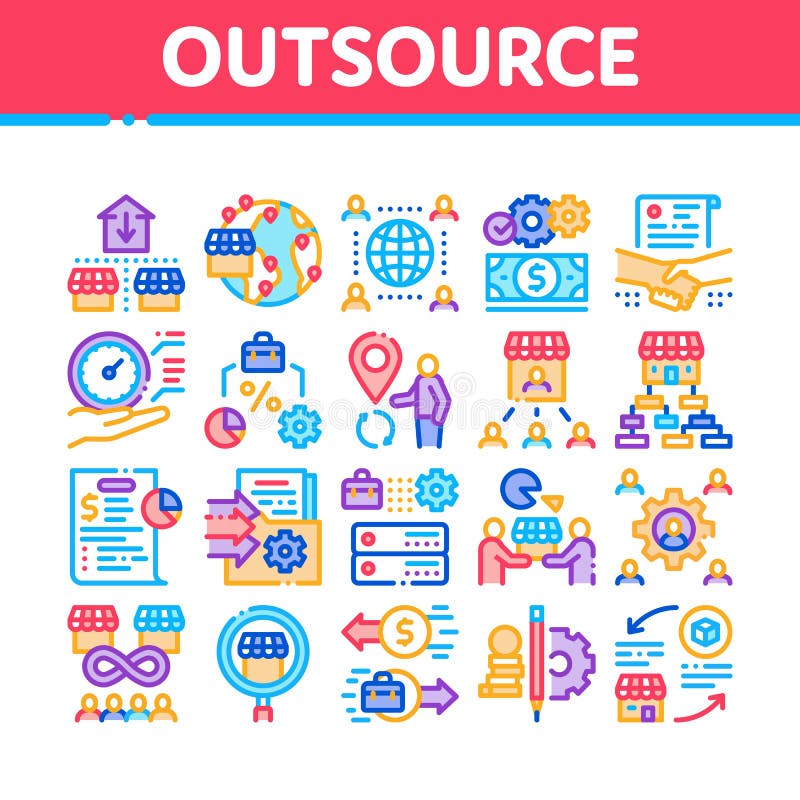 Outsource Management Collection Icons Set Vector Stock Vector ...