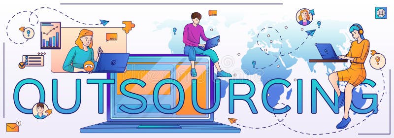 Outsourcing Horizontal Illustration Stock Vector - Illustration of ...
