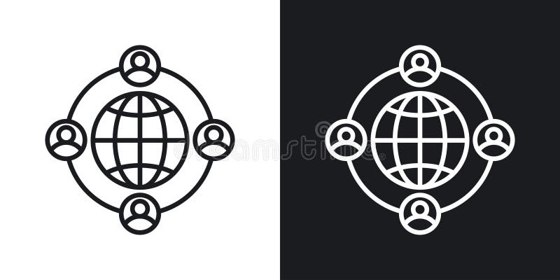 Outsourcing Icon Set. Globe Affliate Network Communication Vector ...