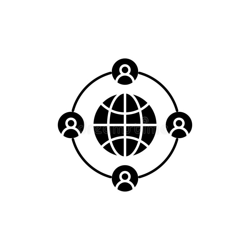 Outsourcing Icon Set. Globe Affliate Network Communication Vector ...