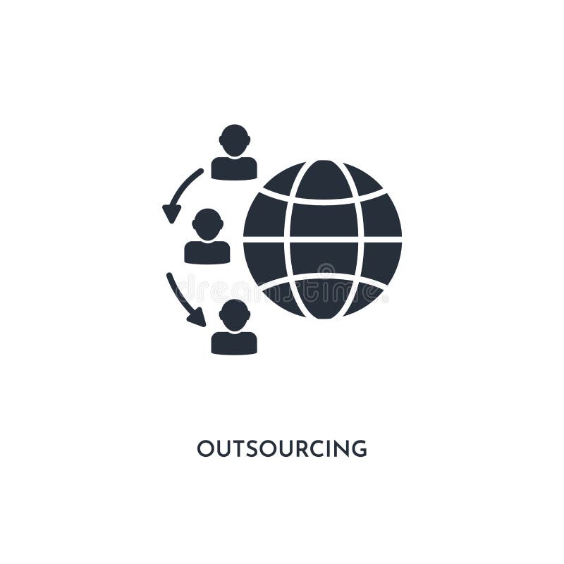Outsourcing Icon Vector Male Person User With Computer Monitor Screen ...