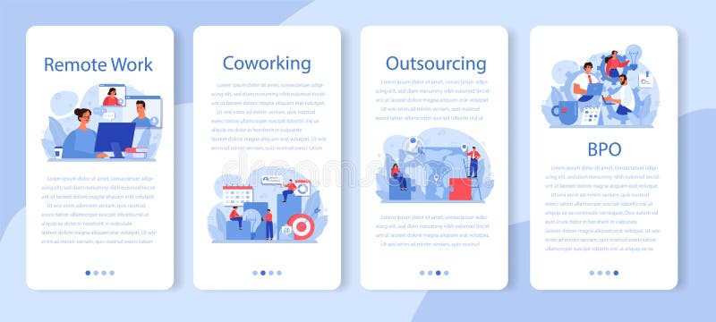 Outsourcing Mobile Application Banner Set. Idea of Teamwork Stock ...
