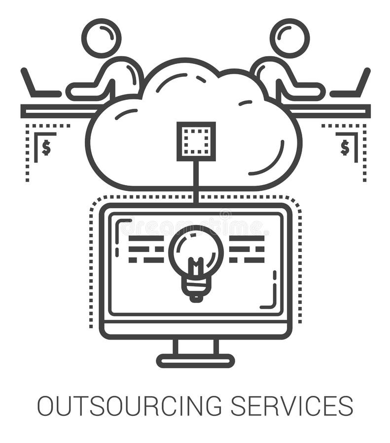 Outsourcing Services Line Infographic. Stock Vector - Illustration of ...