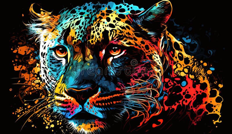 Outstanding Image of Colorful Abstract Panther Artwork Stock ...