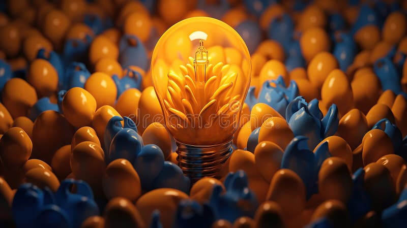 Outstanding Orange Light Bulb Color in Middle Surrounded by Blue Light ...
