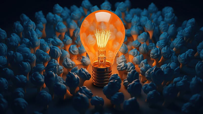 Outstanding Orange Light Bulb Color in Middle Surrounded by Blue Light ...