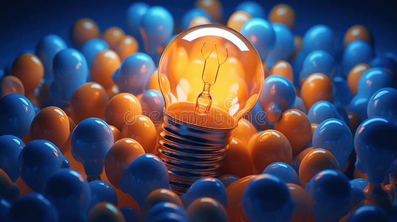 Outstanding Orange Light Bulb Color in Middle Surrounded by Blue Light ...