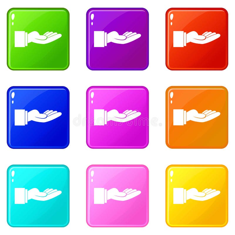 Outstretched Hand Gesture Icons 9 Set Stock Vector - Illustration of ...