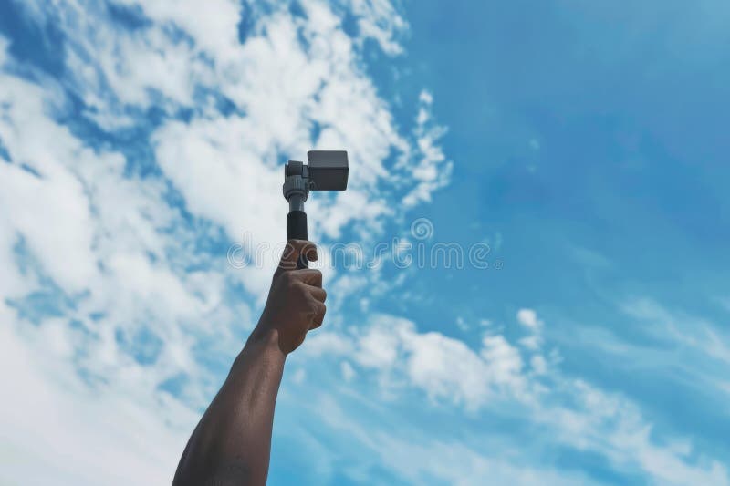 An Outstretched Hand Holds a Camera Pointed Upwards, Capturing the ...