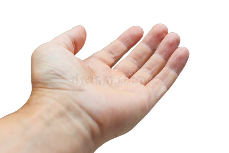 The Outstretched Hand of a Man on a Light Background. Isolated Stock ...