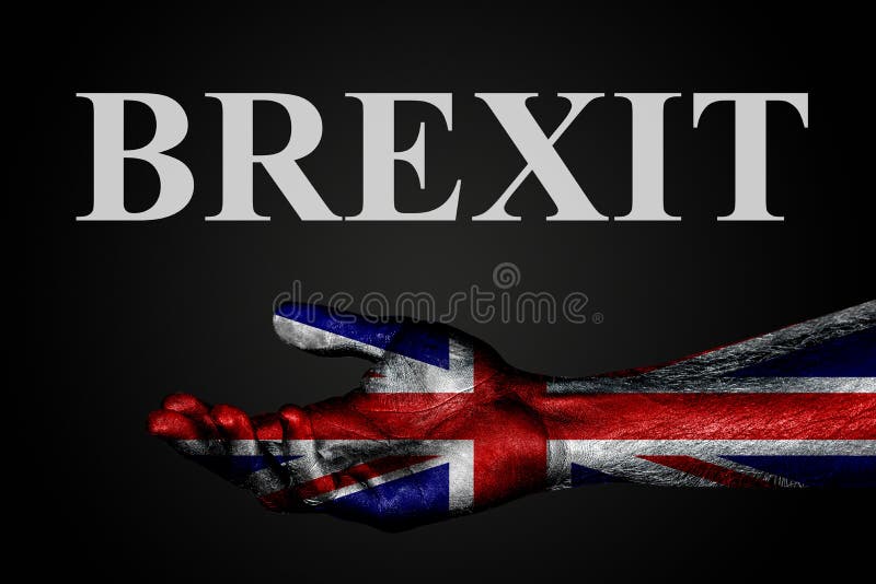 An Outstretched Hand with a Painted UK Flag and the Word BREXIT, Help ...