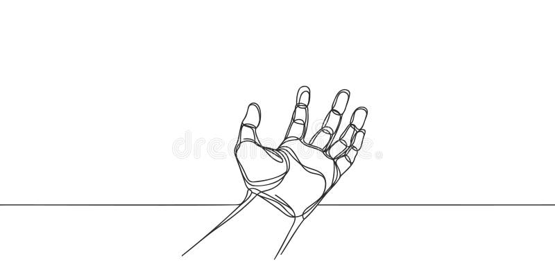 Outstretched Hand or Palm. One Line Drawing Vector Illustration Stock ...