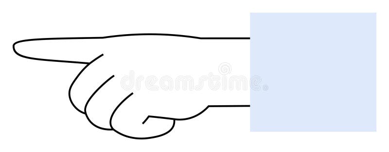 Outstretched Hand Pointing Left with Simple Blue Rectangle Overlay ...