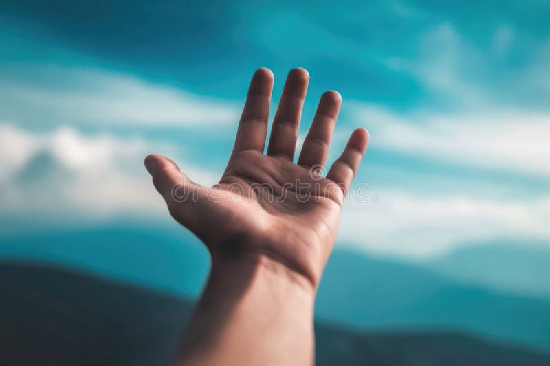 Outstretched Hand Reaching Towards Clear Blue Sky Stock Photos - Free ...