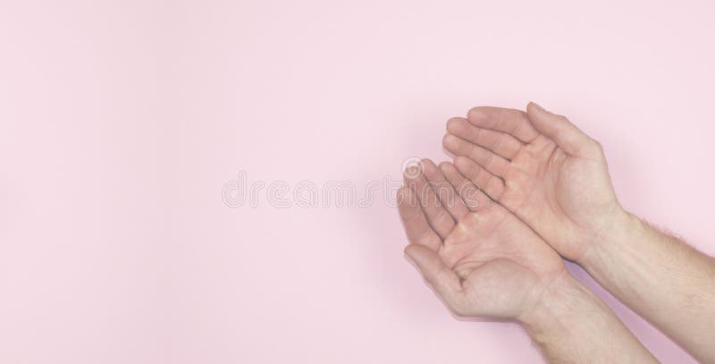 Outstretched Hands. on a Pink Background. Help or Request Concept Stock ...