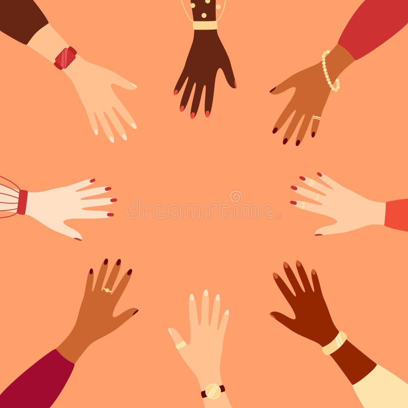 Outstretched Hands of Women of Different Ethnicities Make a Circle ...