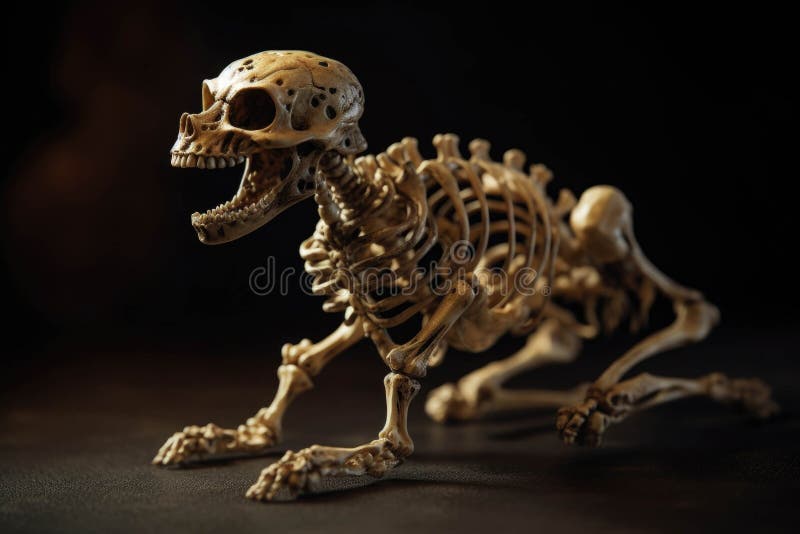 Outstretched Skeleton of a Clawed Beast Its Sharp Fangs a Remnant of a ...