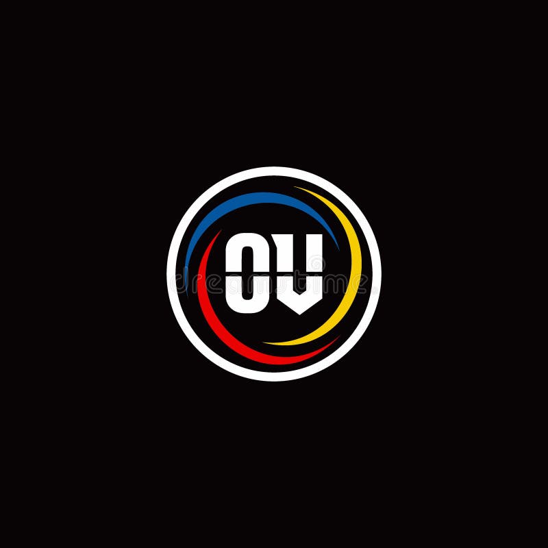 OV Monogram Logo Isolated on Circle Shape with 3 Slash Colors Rounded ...