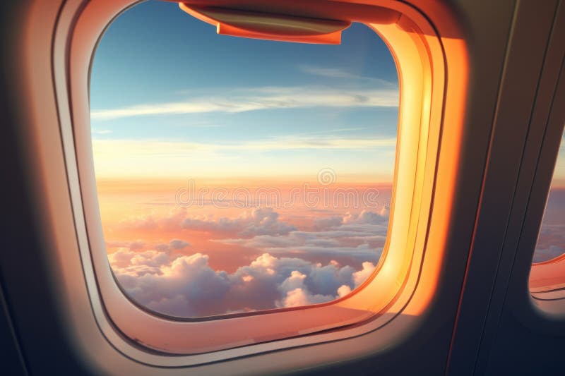 View Sky Window Icon Cartoon Vector. Airplane Trip Stock Vector ...