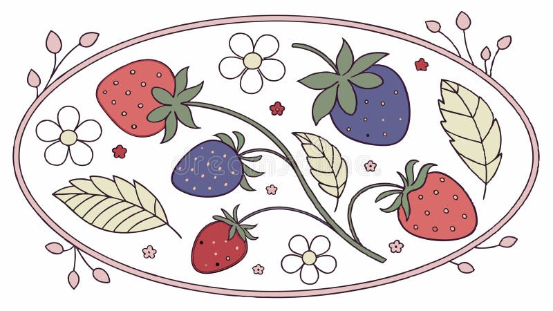 Oval Berry and Leaf Frame, Nature Inspired Border, Vector Design ...
