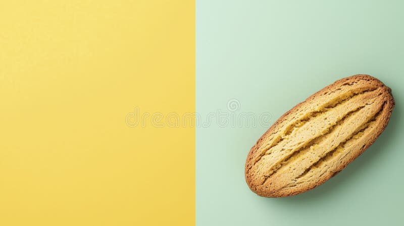 Oval Biscuit on Split Yellow and Green Background Stock Illustration ...