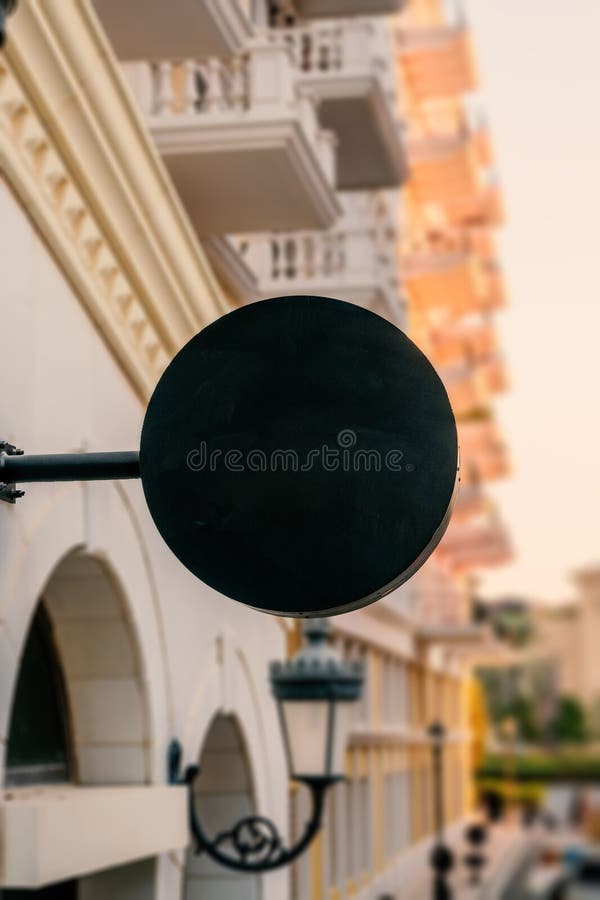 Oval Blank Billboard Store Restaurant Isolated Black Stock Photos ...