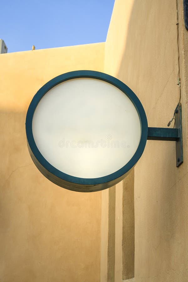 Oval Blank Billboard of a Store and Restaurant Isolated on White Stock ...