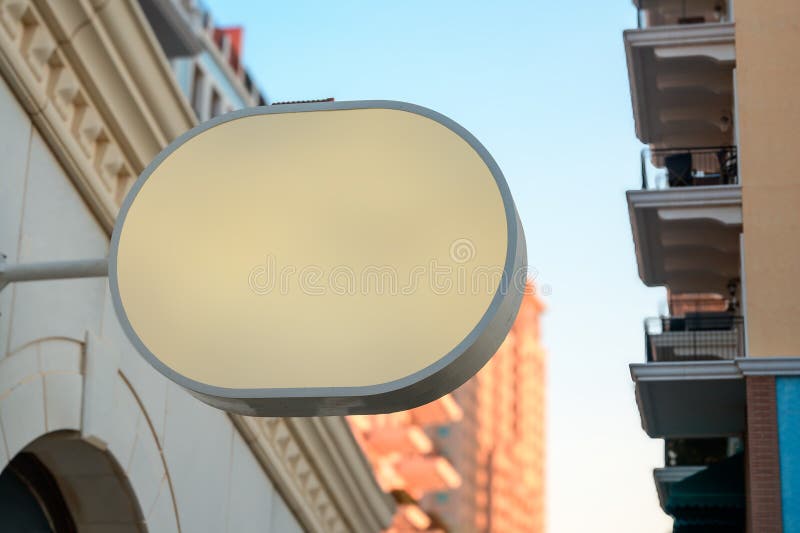 Oval Blank Billboard of a Store and Restaurant Isolated on White Stock ...