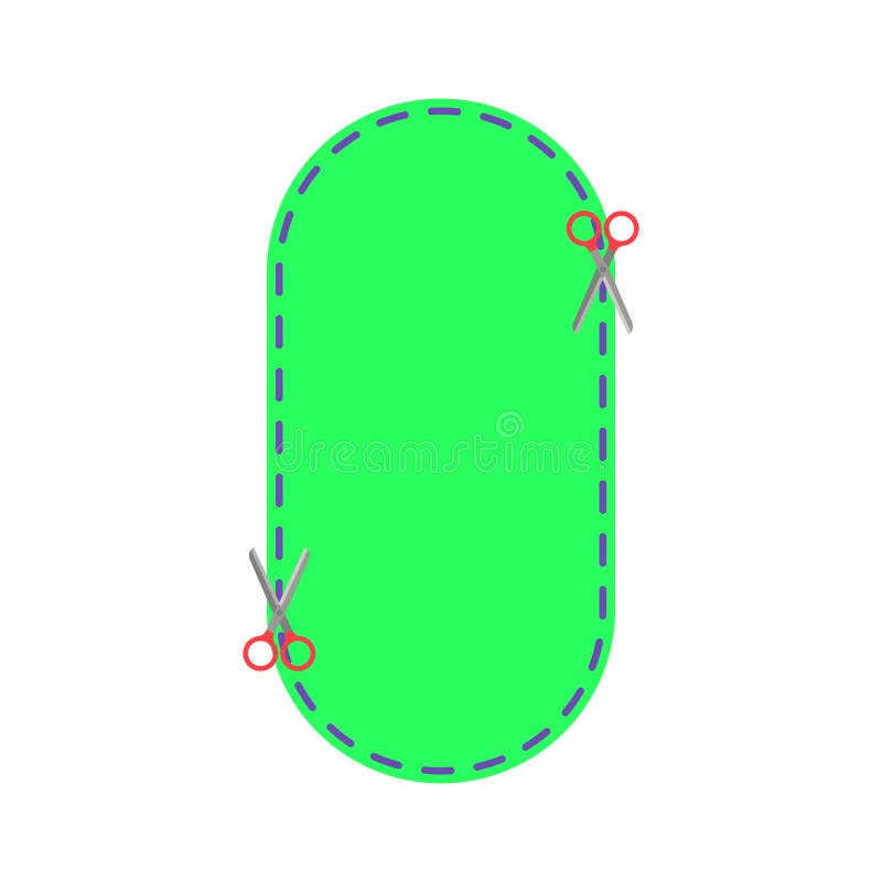 Oval Blank Frame with Scissors and a Dotted Cut Line. Vector ...