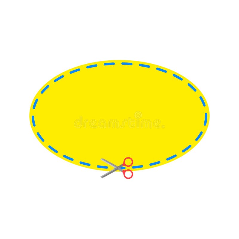 Oval Blank Frame with Scissors and a Dotted Cut Line. Stock Vector ...