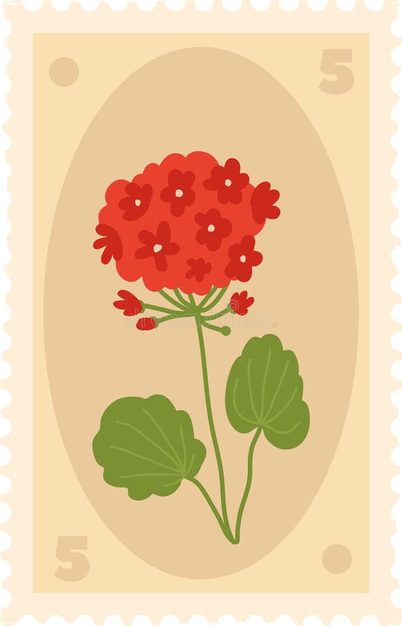 Oval Botanical Postage Stamp with Flower Stock Vector - Illustration of ...