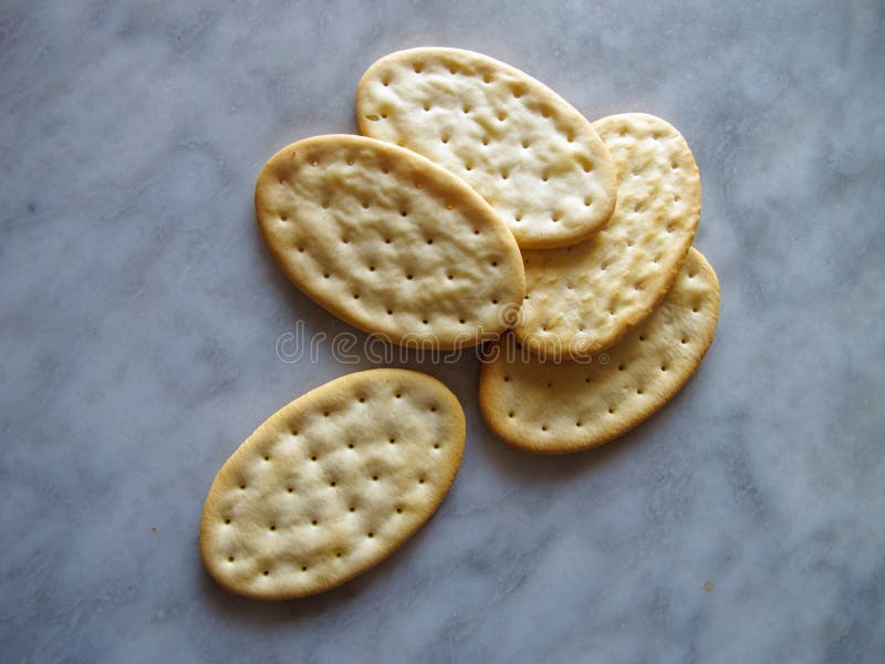 Oval Bread Crackers, Food Industrial Product, on Marble Background ...
