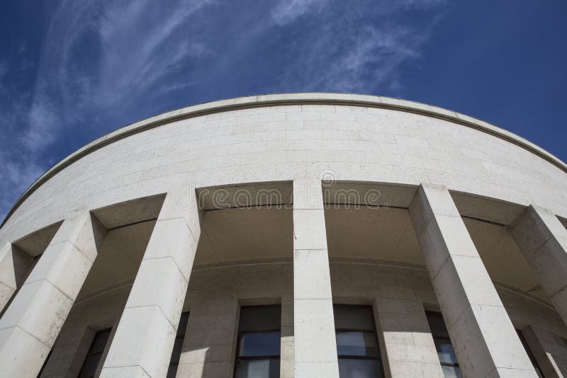 Oval Building Facade with Columns Stock Image - Image of front ...