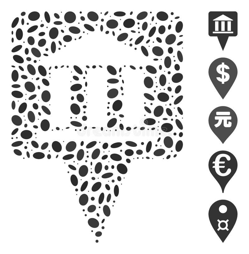 Oval Collage Bank Building Pointer Stock Illustration - Illustration of ...