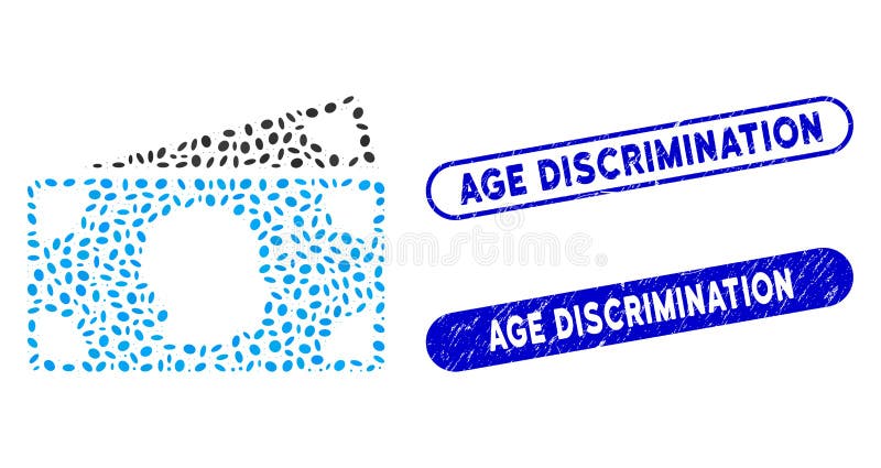 Oval Collage Banknotes with Grunge Age Discrimination Stamps Stock ...