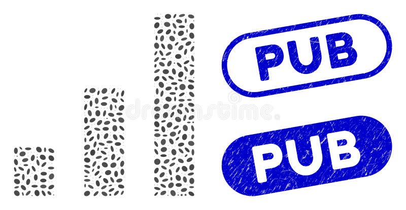 Oval Collage Bar Chart with Textured Pub Stamps Stock Illustration ...