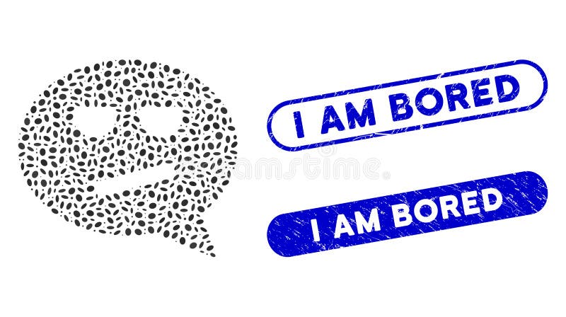 Oval Collage Bored Smiley Message with Textured I am Bored Watermarks ...