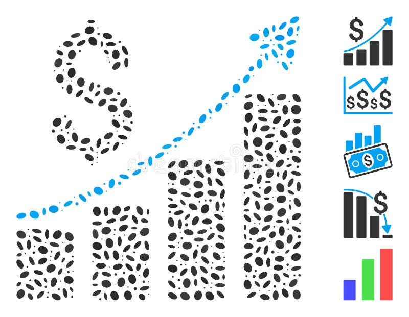 Oval Collage Financial Bar Chart Stock Illustration - Illustration of ...