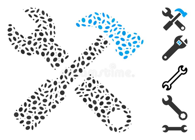 Oval Collage Hammer and Wrench Stock Illustration - Illustration of ...
