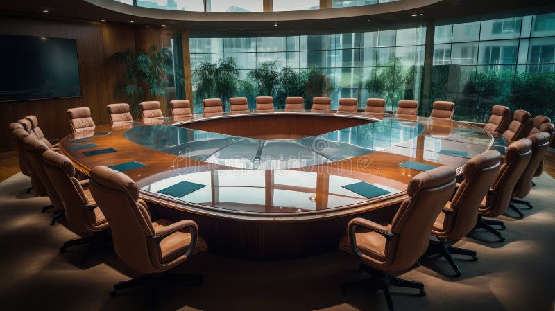 Oval Conference Table Top View Stock Illustration - Illustration of ...