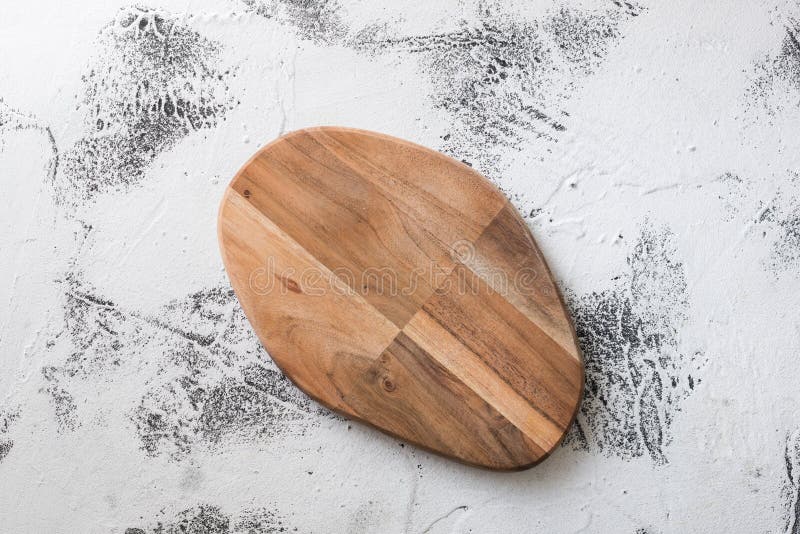 Oval Cutting Board on Abstract White Wooden Background Stock Photo ...